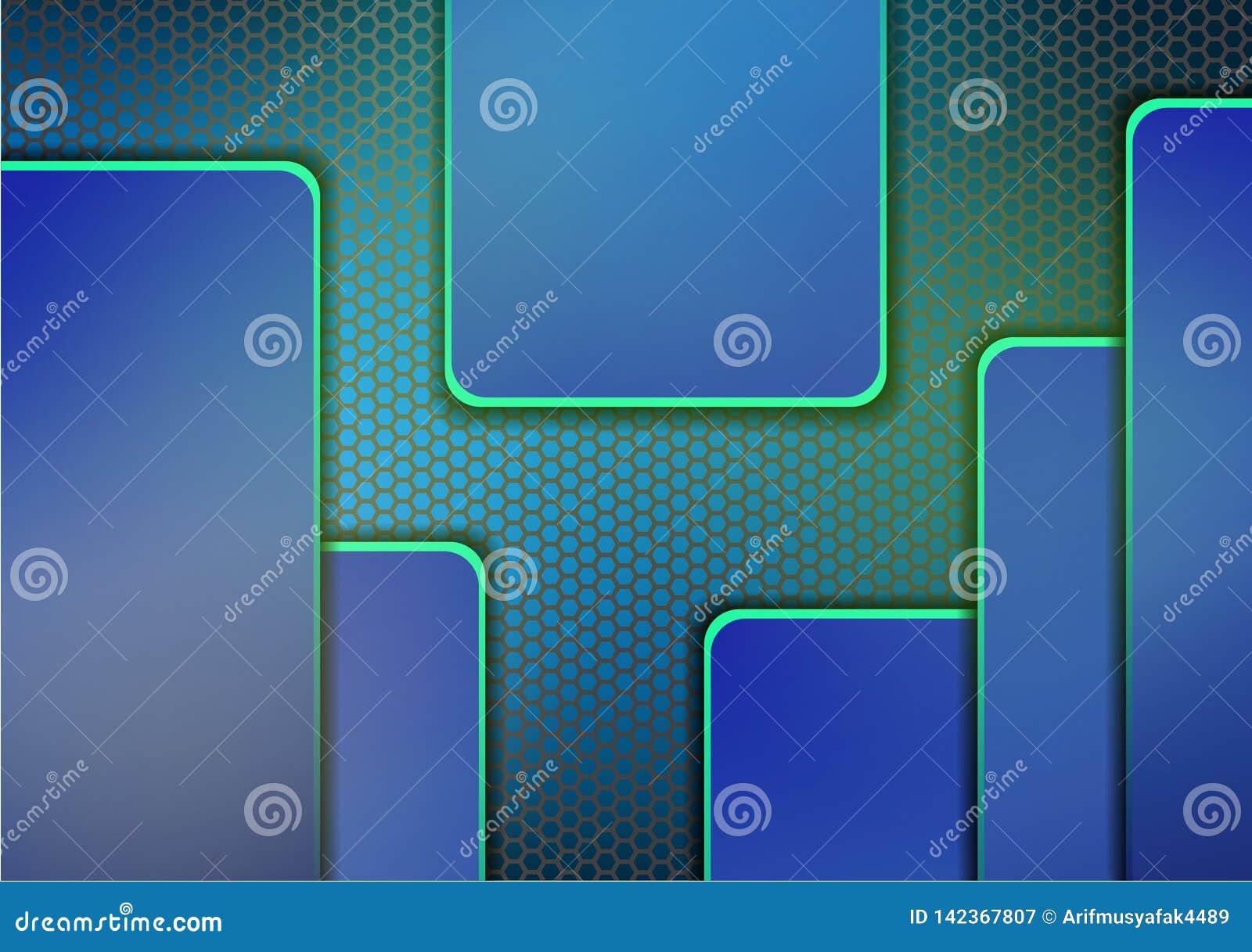 Abstract Background Blue Rectangle with Green Line Stock Illustration ...