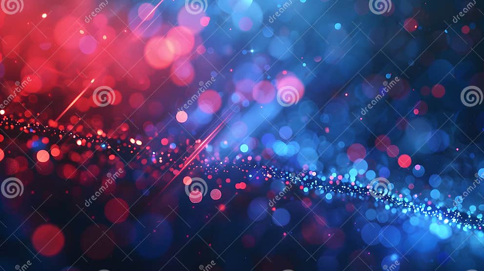 Abstract Red Blue Light Rays Bokeh Background Stock Illustration ...