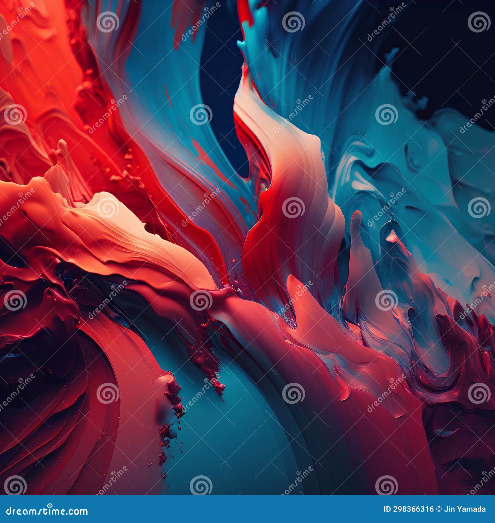 Abstract Background of Blue and Red Paint Splashes. 3d Rendering Stock ...