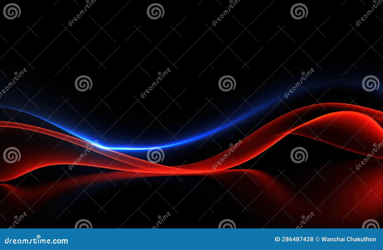 Abstract Background with Blue and Red Waves on a Black Background ...