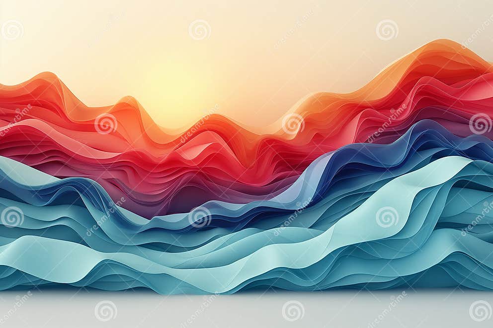 Abstract Background with Blue and Red Waves, Silky Wavy Pattern ...