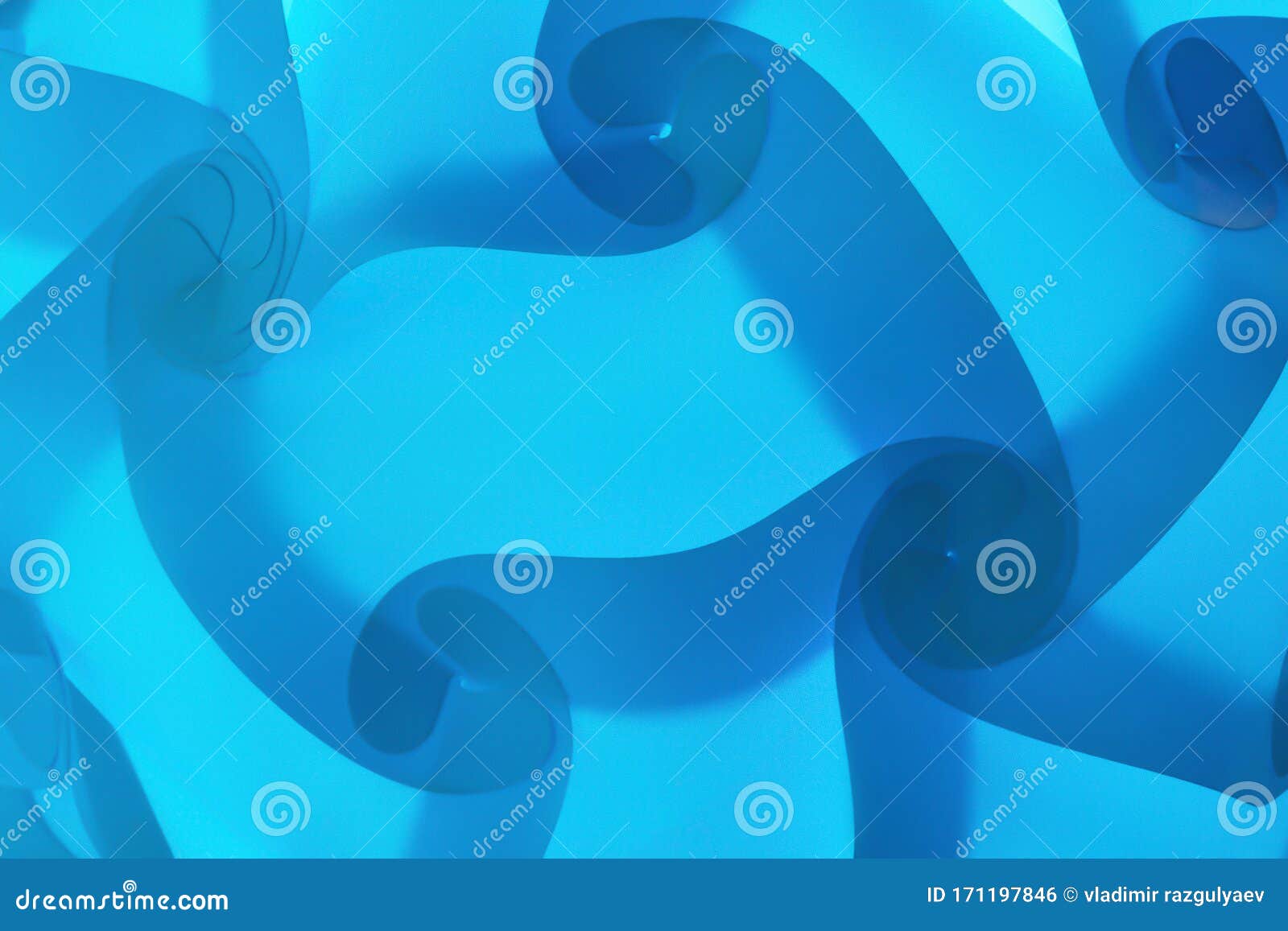 Abstract Background, Blue Rounded Large Elements and Details, Blurred ...