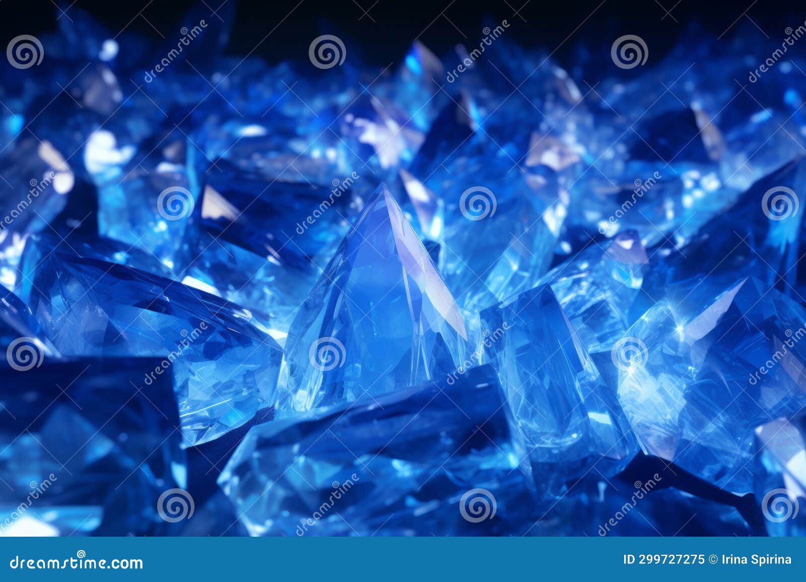 Abstract Background of Blue Shining Crystals with Refraction of Light ...
