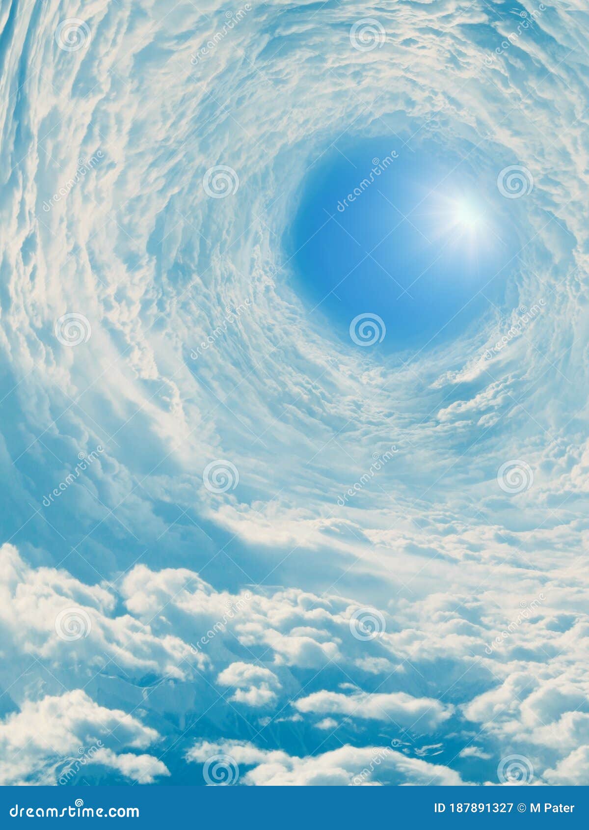 Blue Sky with Clouds in Circle Stock Image - Image of blue, background ...