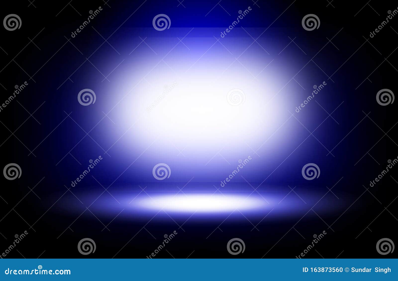 Abstract Background, Blue Spotlight in Room, Grid Wall with Digital ...