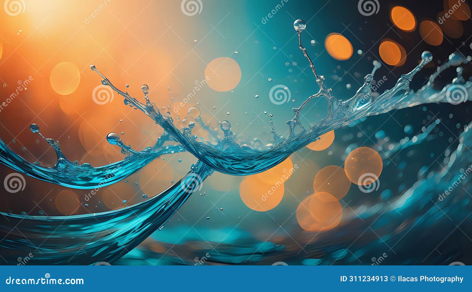 Blue Abstract Splash Bokeh Background - Landscape Stock Image - Image ...