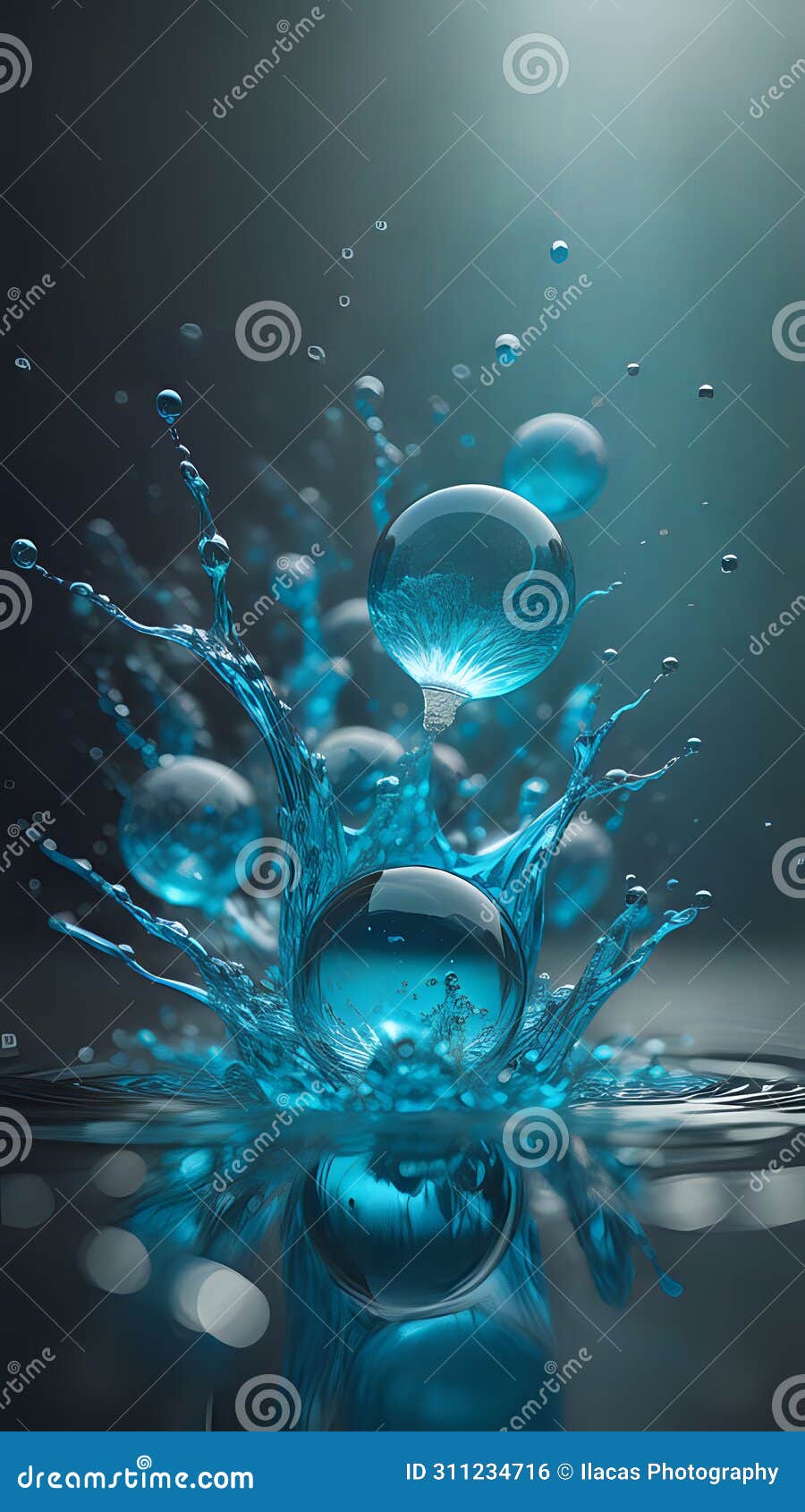 Blue Abstract Splash Bokeh Background - Portrait Stock Photo - Image of ...