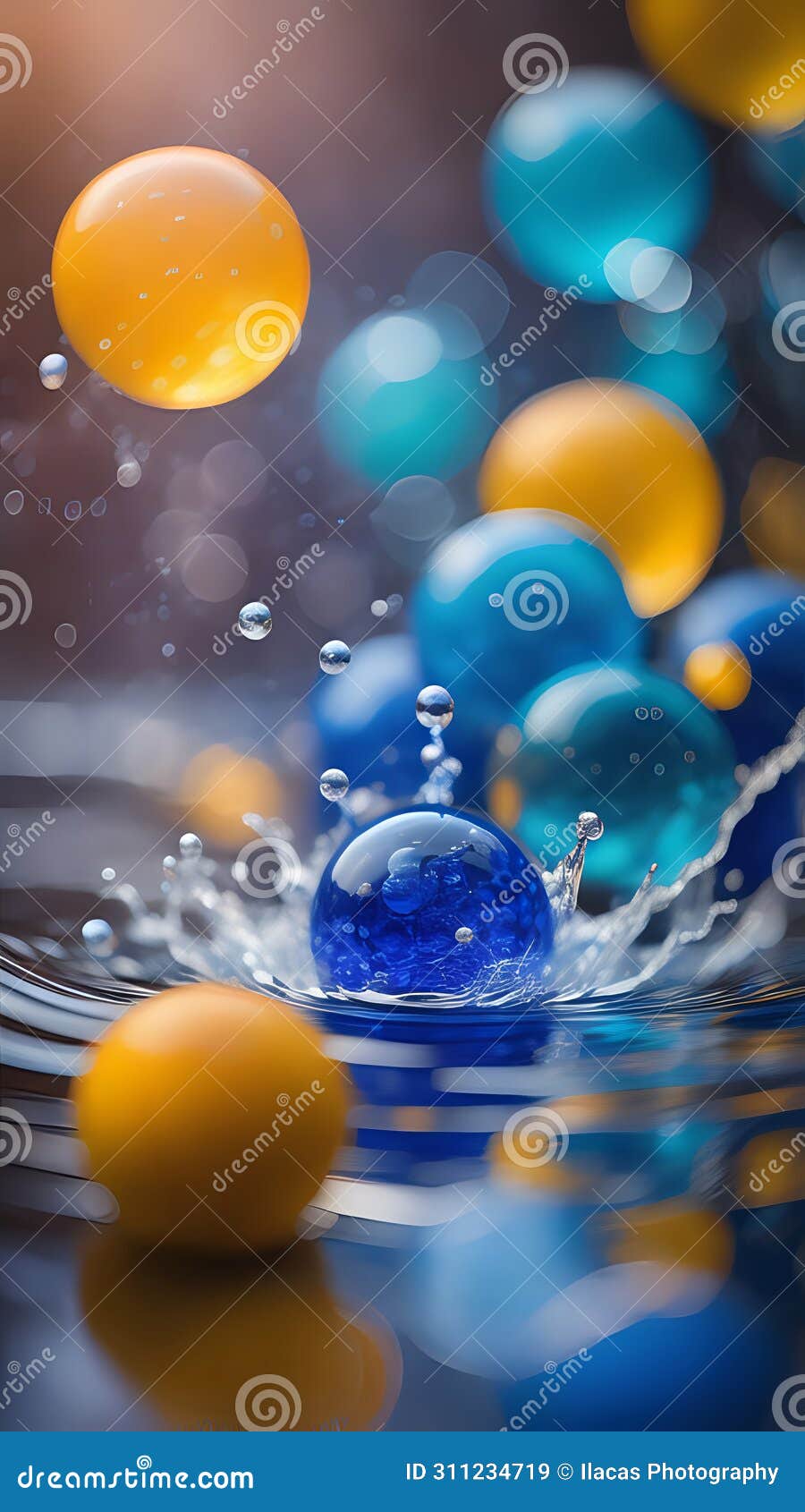 Blue Abstract Splash Bokeh Background - Portrait Stock Image - Image of ...