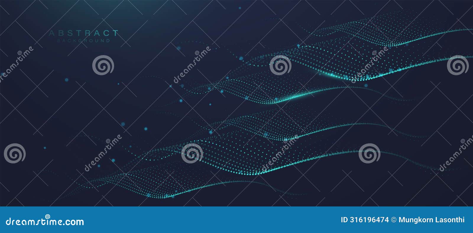 Abstract Background with Blue Wavy Geometric Particle Lines. Big Data Visualization Stock Vector ...