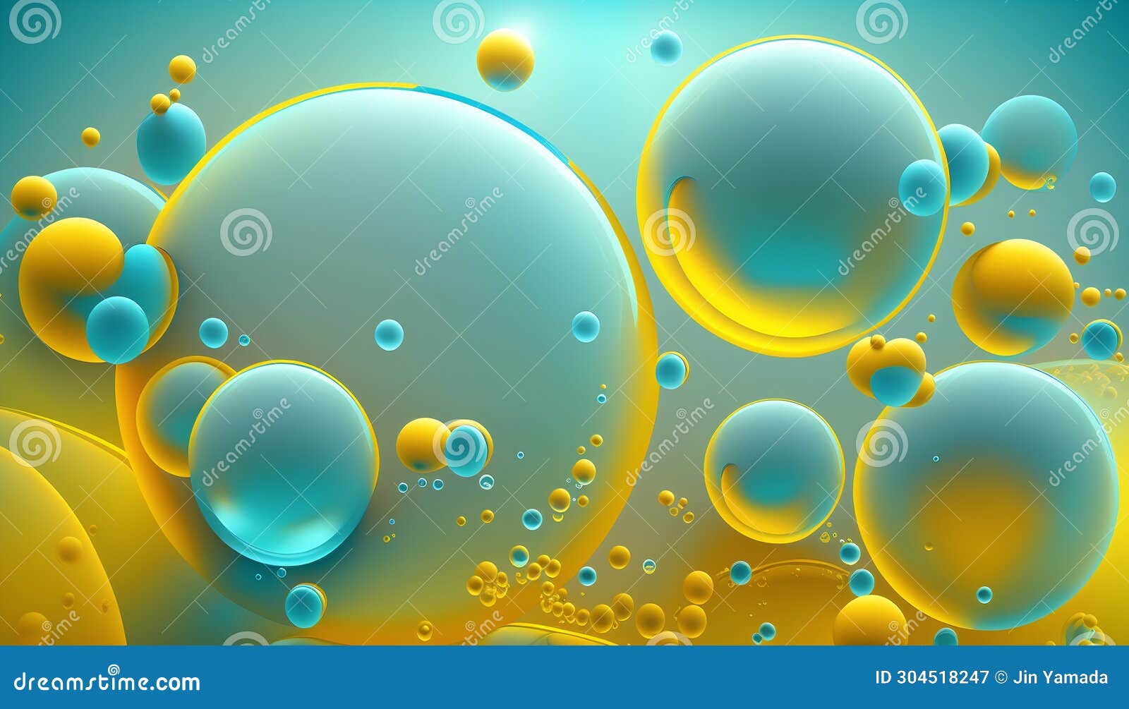 Abstract Background with Blue and Yellow Bubbles in Water. Vector ...
