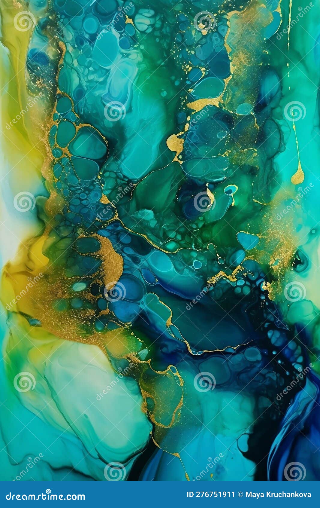 Abstract Background in Blue and Yellow Colors Alcohol Ink Stock ...