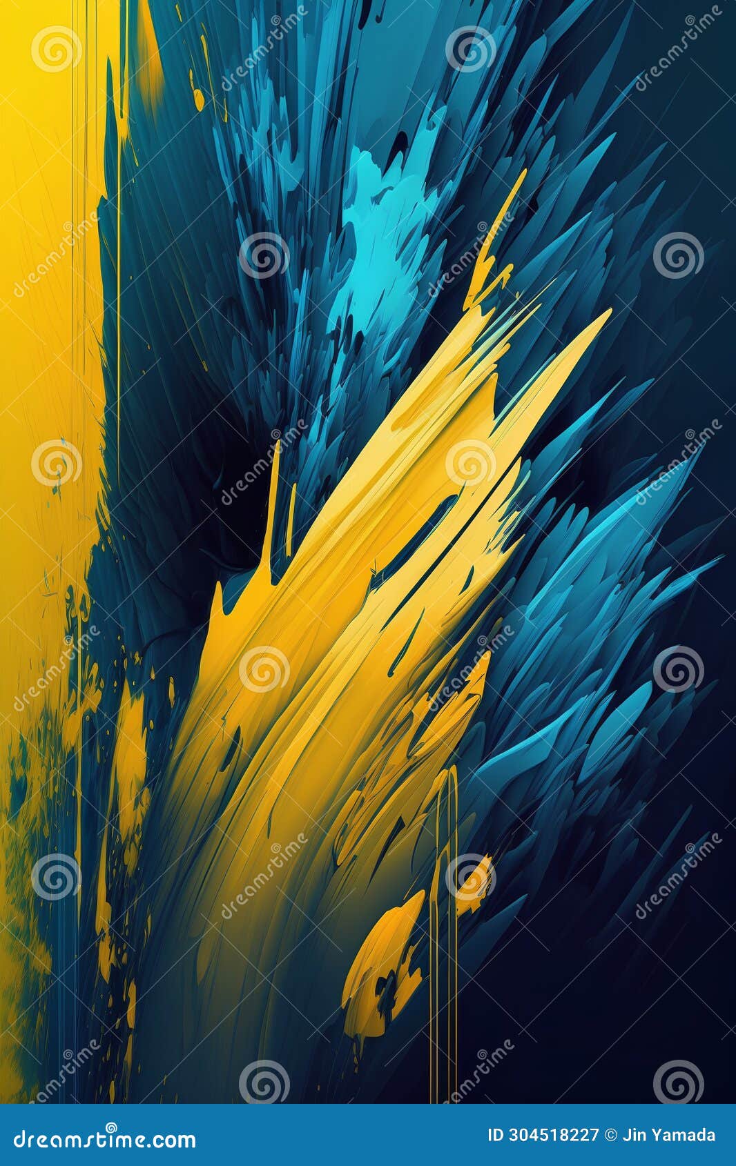 Abstract Background with Blue and Yellow Elements. Computer Generated ...