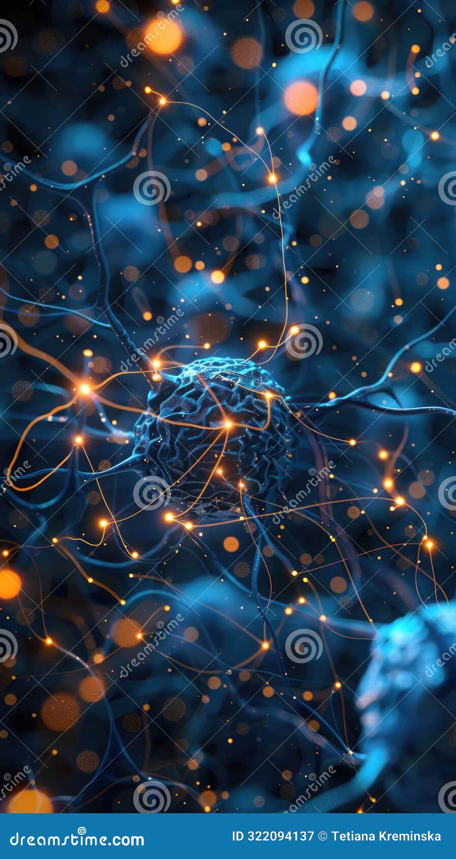 Abstract Background with Brainwave Patterns and Ethereal Bokeh ...