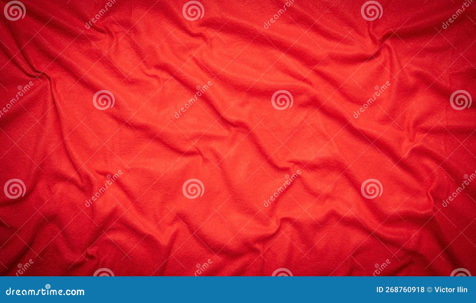 Abstract Background of Bright Crumpled Soft Red Fabric with Vignette ...