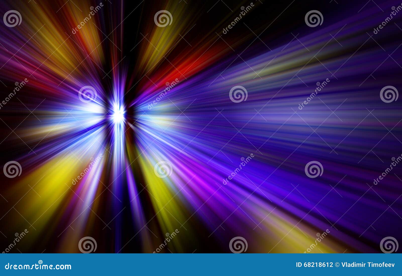 Bright Flash In The Tunnels With Square Particles In Space, Abstract 3d ...