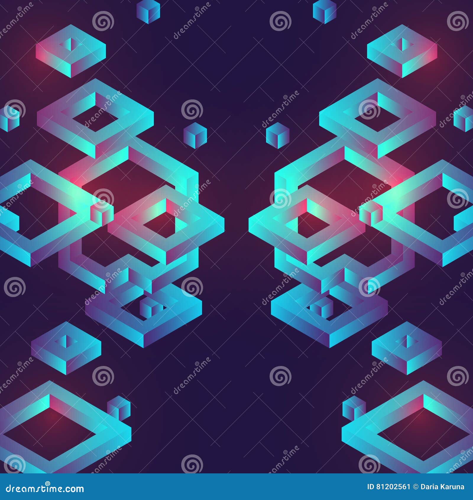 Abstract Background with Bright Isometric Drawings. Stock Vector ...