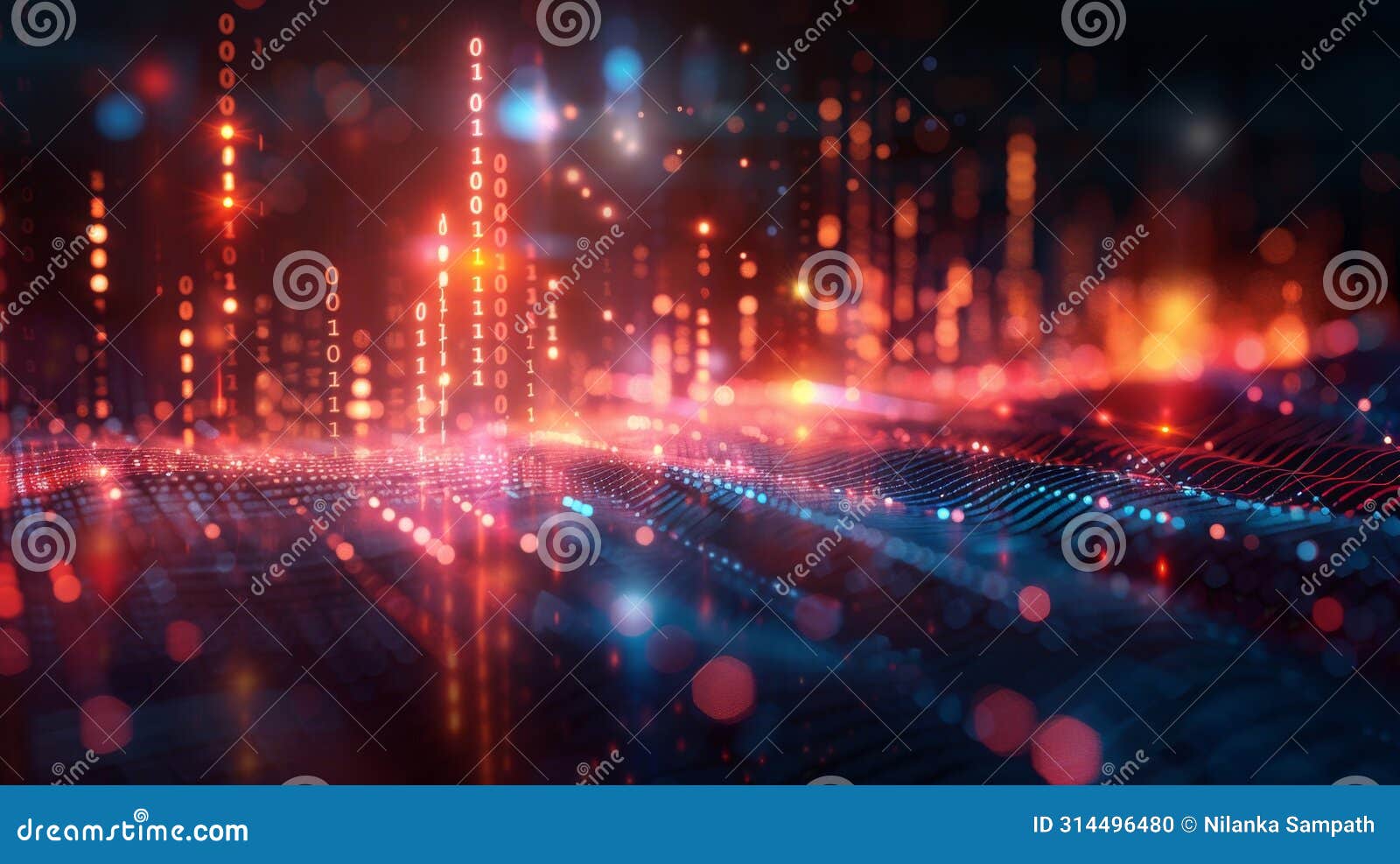 Abstract Background with Bright Light Dotted Lines Goes on the ...