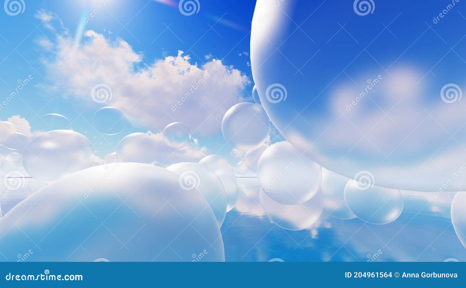 Abstract Background of Bubbles in Space 3d Render Stock Illustration ...
