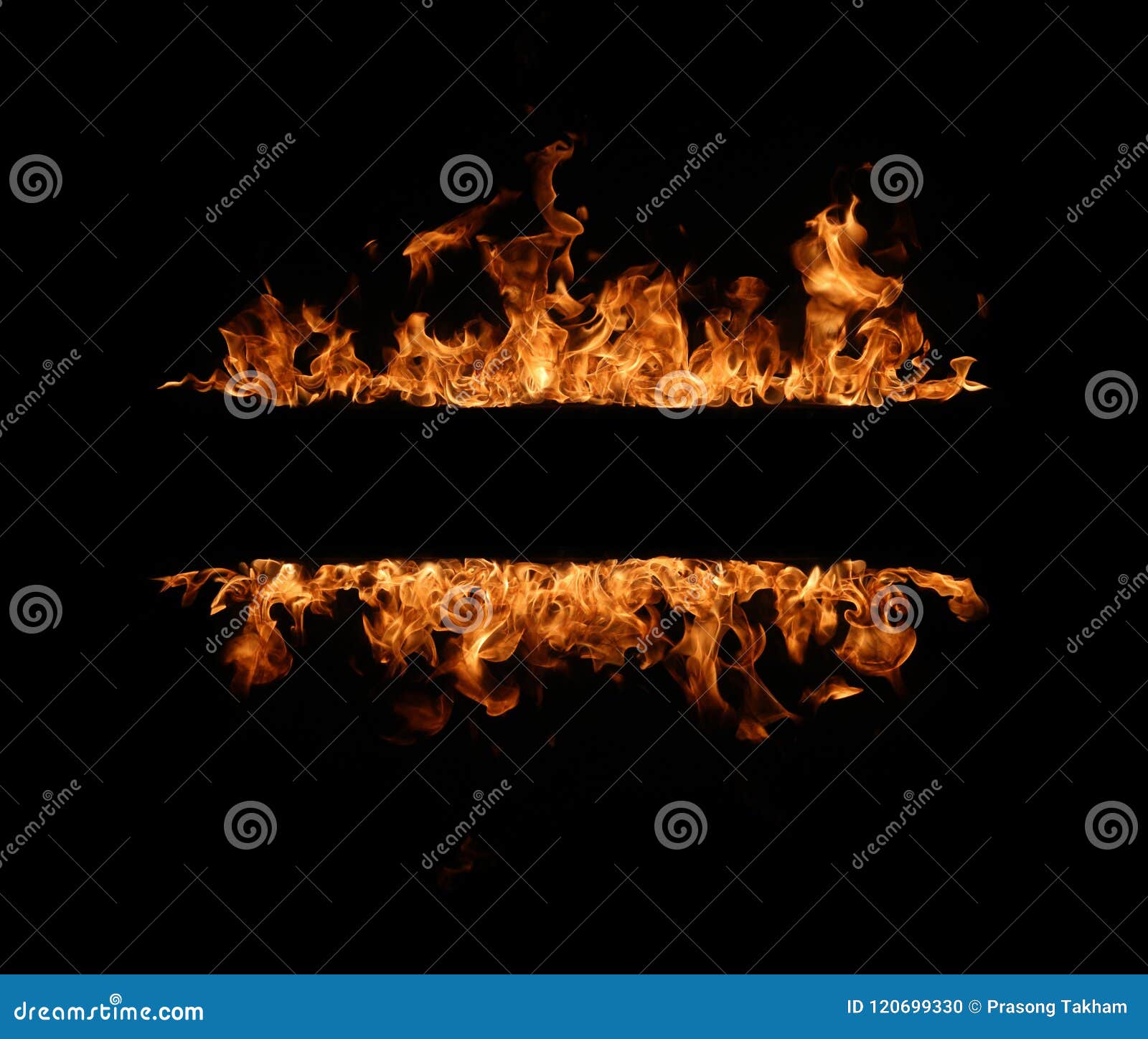 Fire with Reflection of Black Stock Photo - Image of blazing ...
