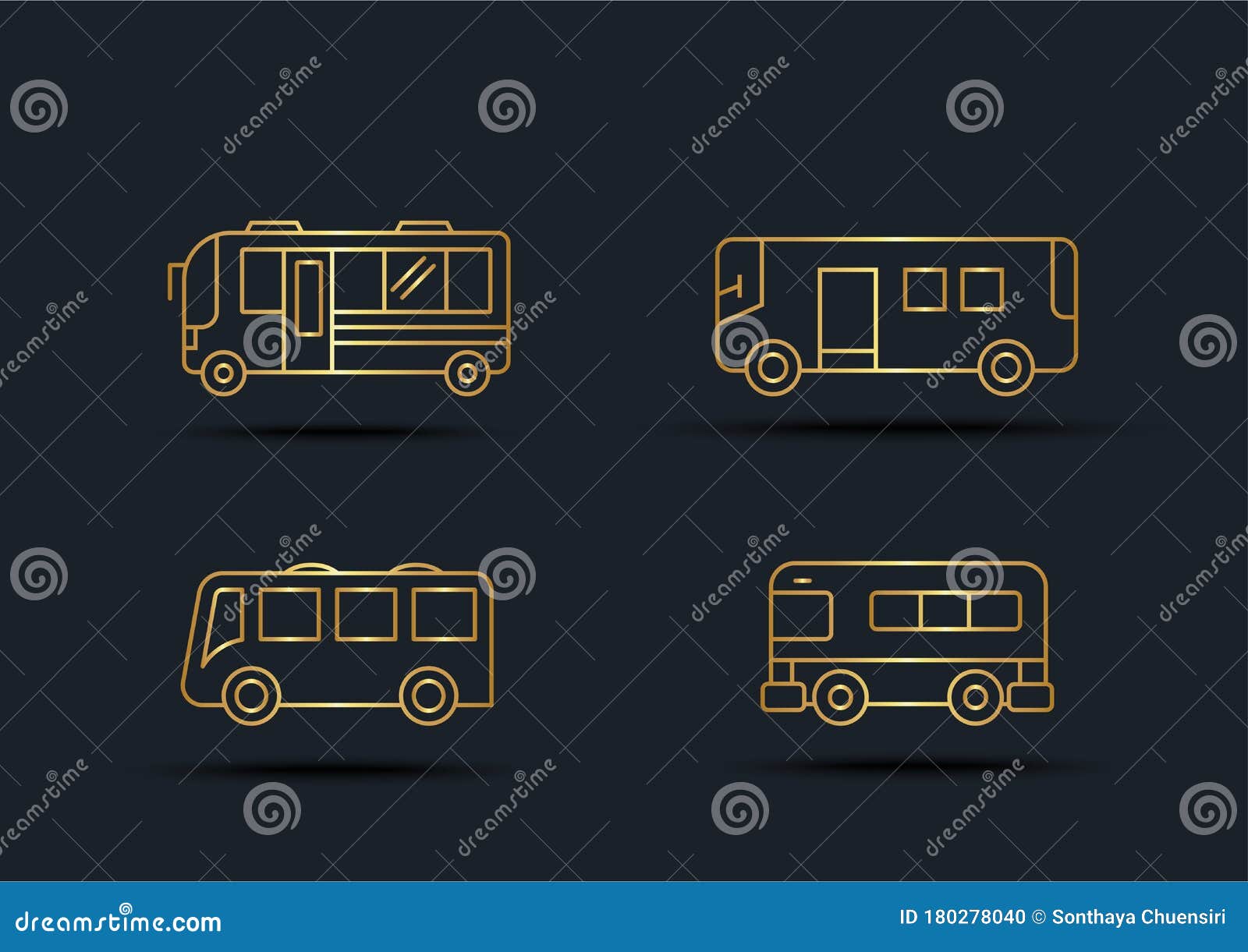 Abstract Background of Bus Sets,transportation,Gold Color,vector ...