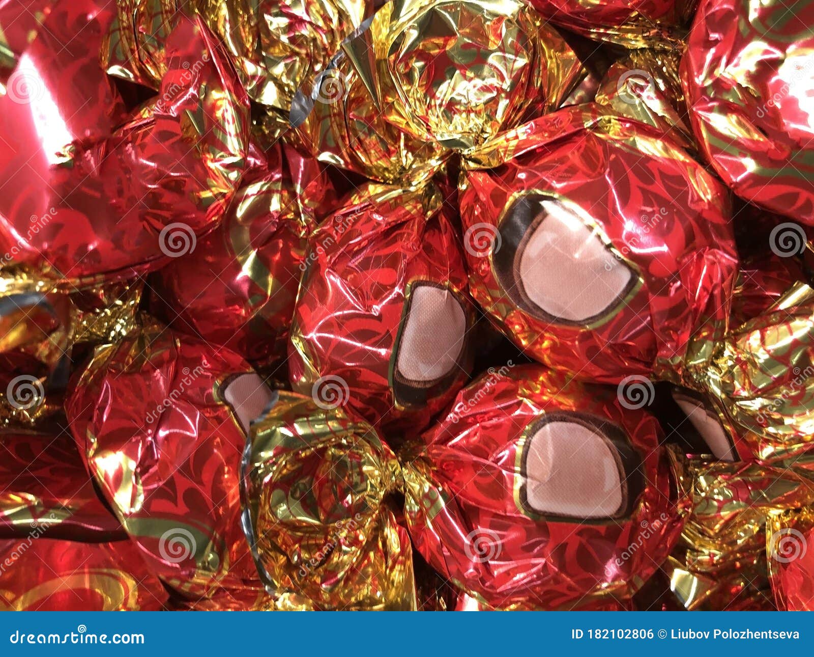 Abstract Background Candies in Bright and Shiny Packaging Stock Photo ...