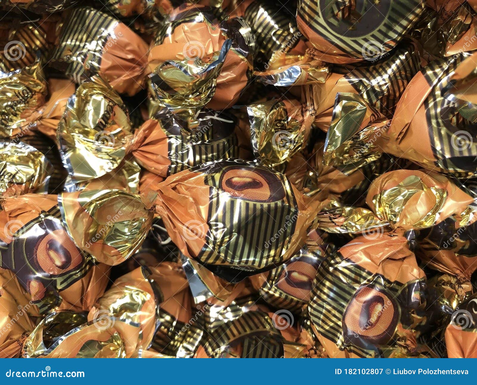 Abstract Background Candies in Bright and Shiny Packaging Stock Image ...