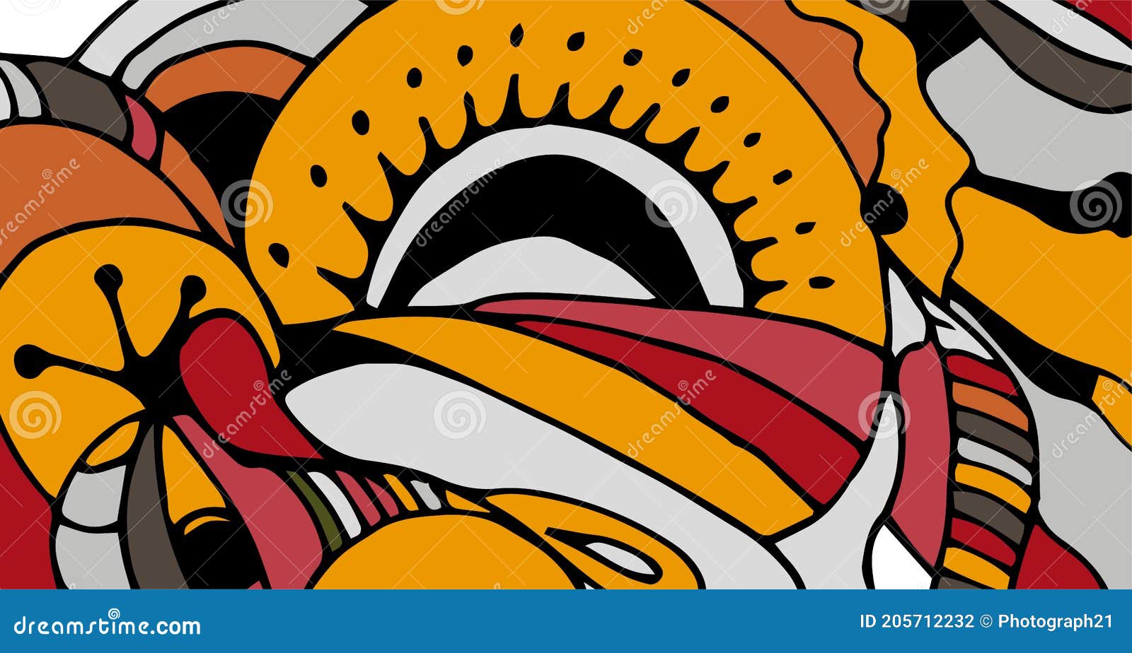 Abstract Background Cartoon Art Project with the Image of the Sun Stock ...