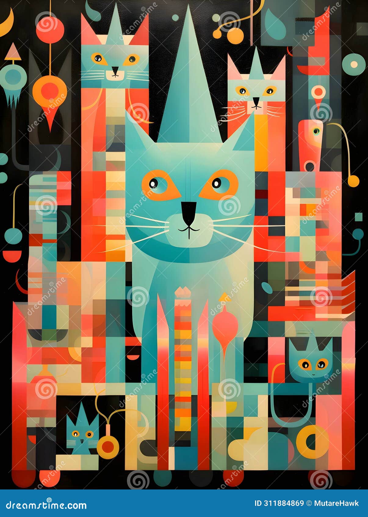 Abstract Background with Cats, Vector Illustration, Eps10 Stock ...