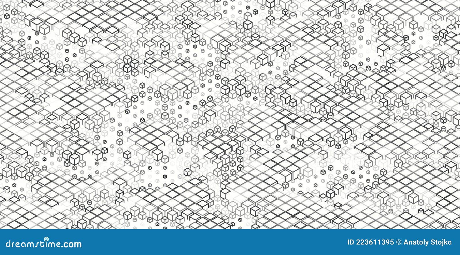 Abstract Background with Chaotic Boxes in Perspective. Geometric ...