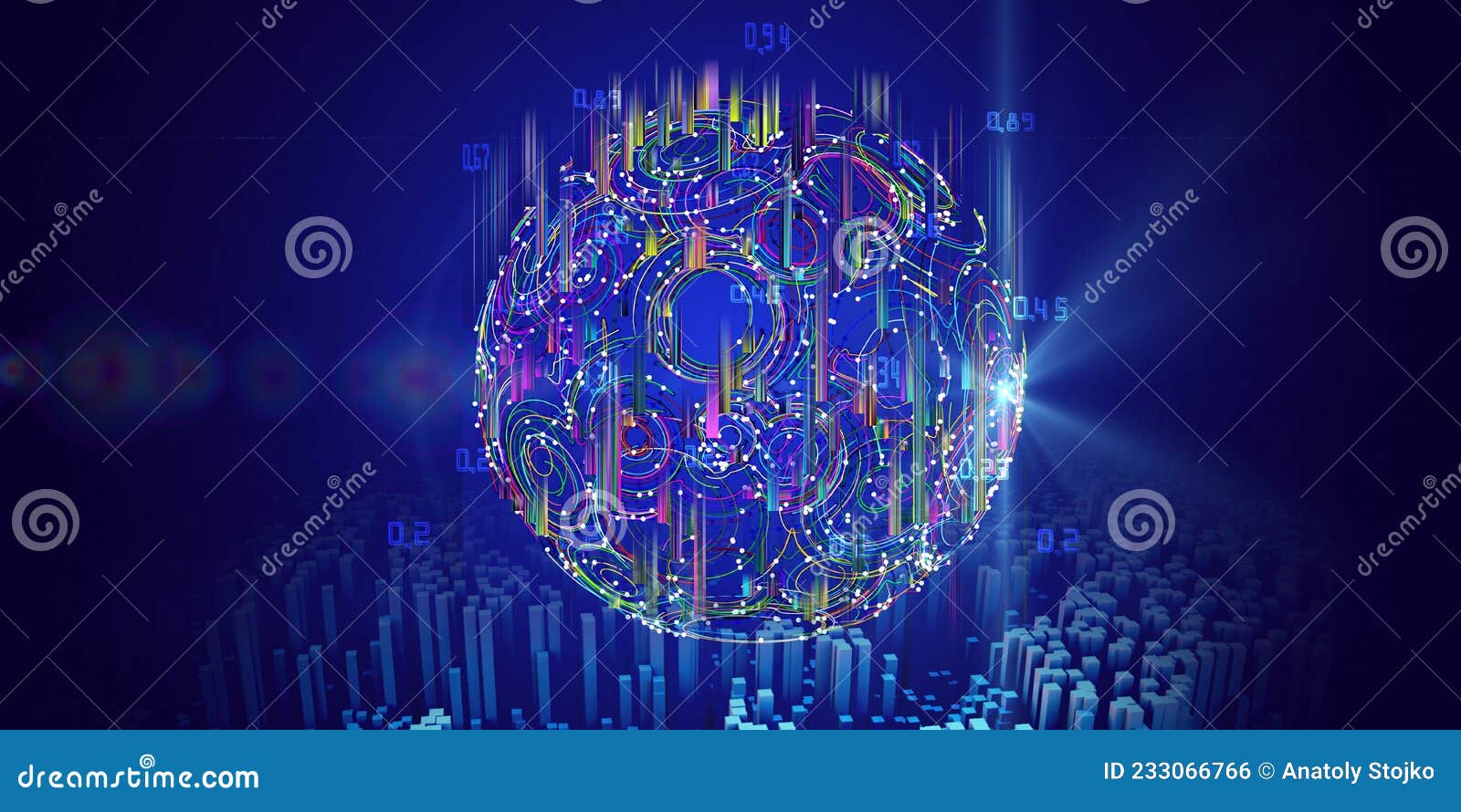 Abstract Background with Chaotic Radial Lines Connecting Dots of Data ...