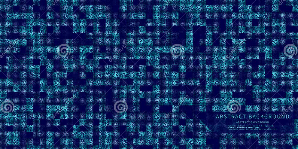 Abstract Background Chaotic Size Blue Pixels. Rectangle Mosaic Gradient ...