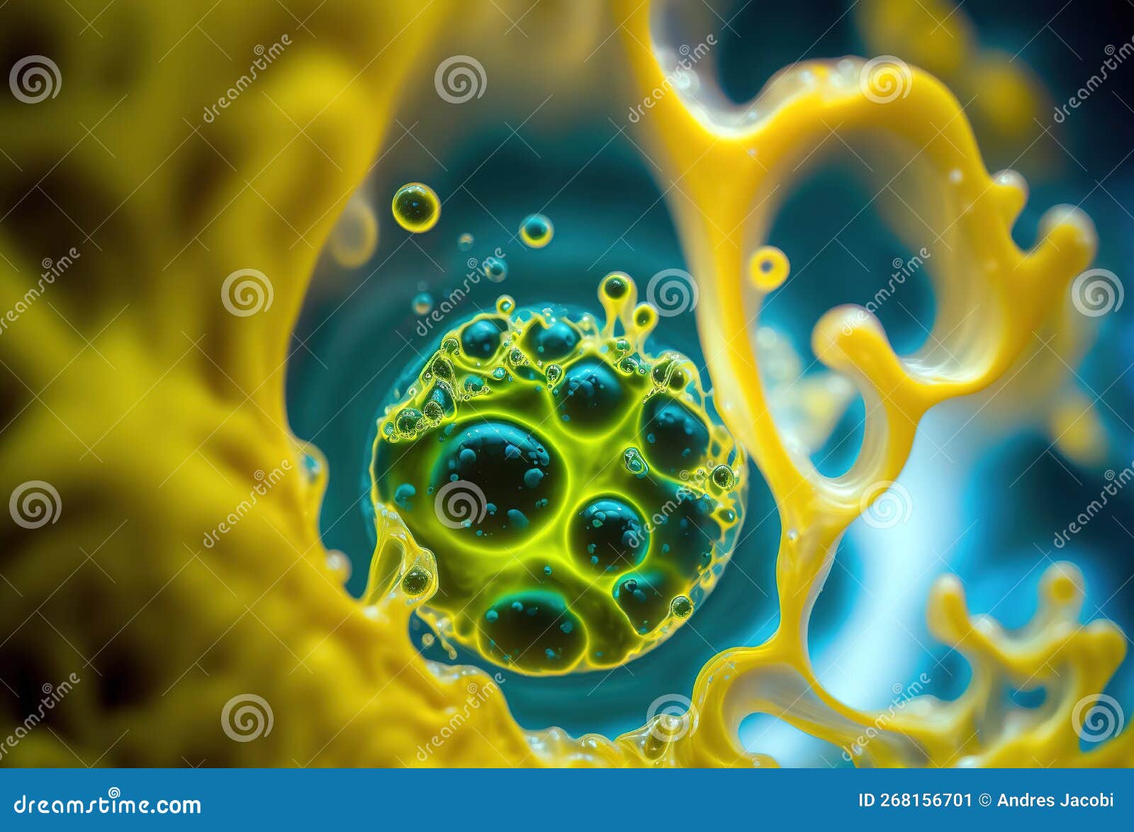 Abstract Background of Chlorine Under Microscope. 3d Rendering Style ...