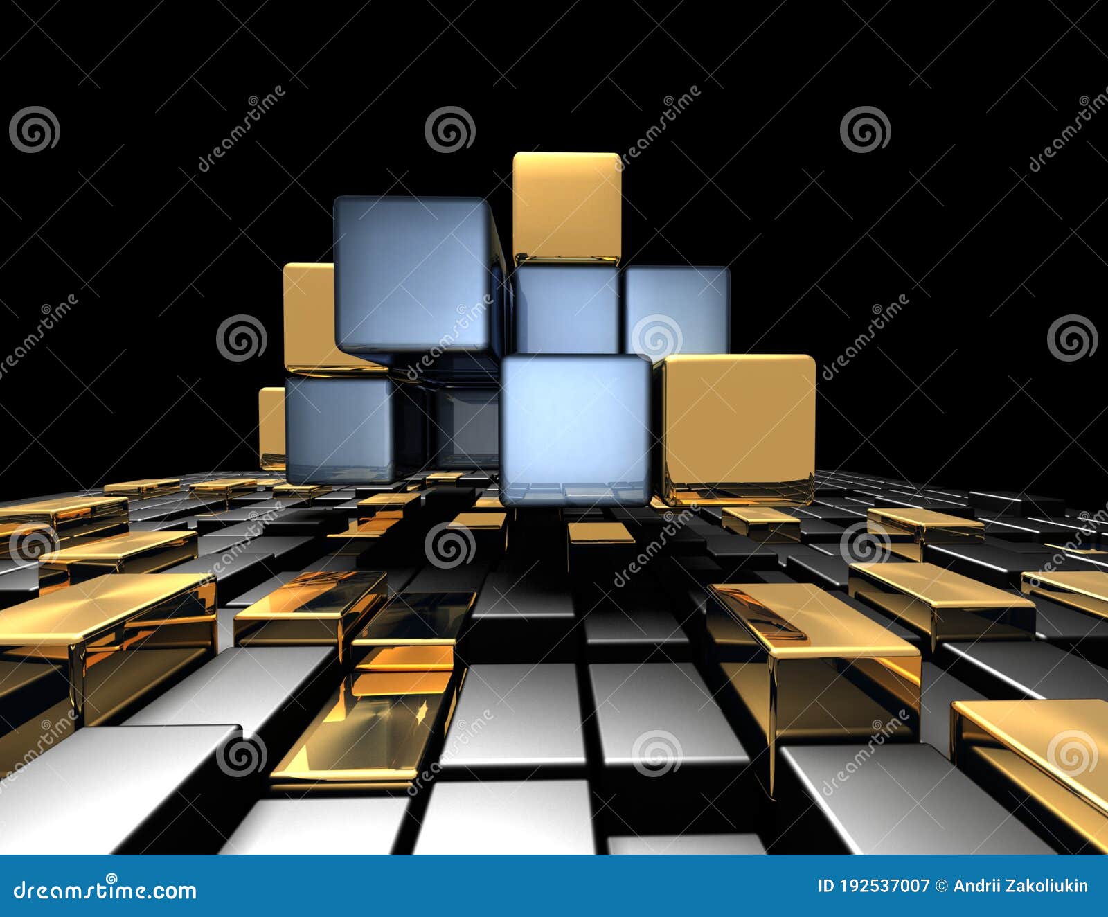 Abstract Background. Chrome Dark Cubes Stock Illustration ...