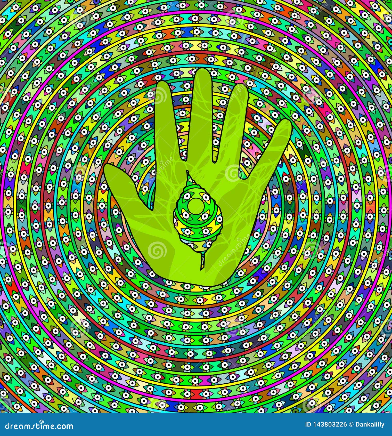 Abstract Background Circles, Eyes and Green Hand Stock Vector ...