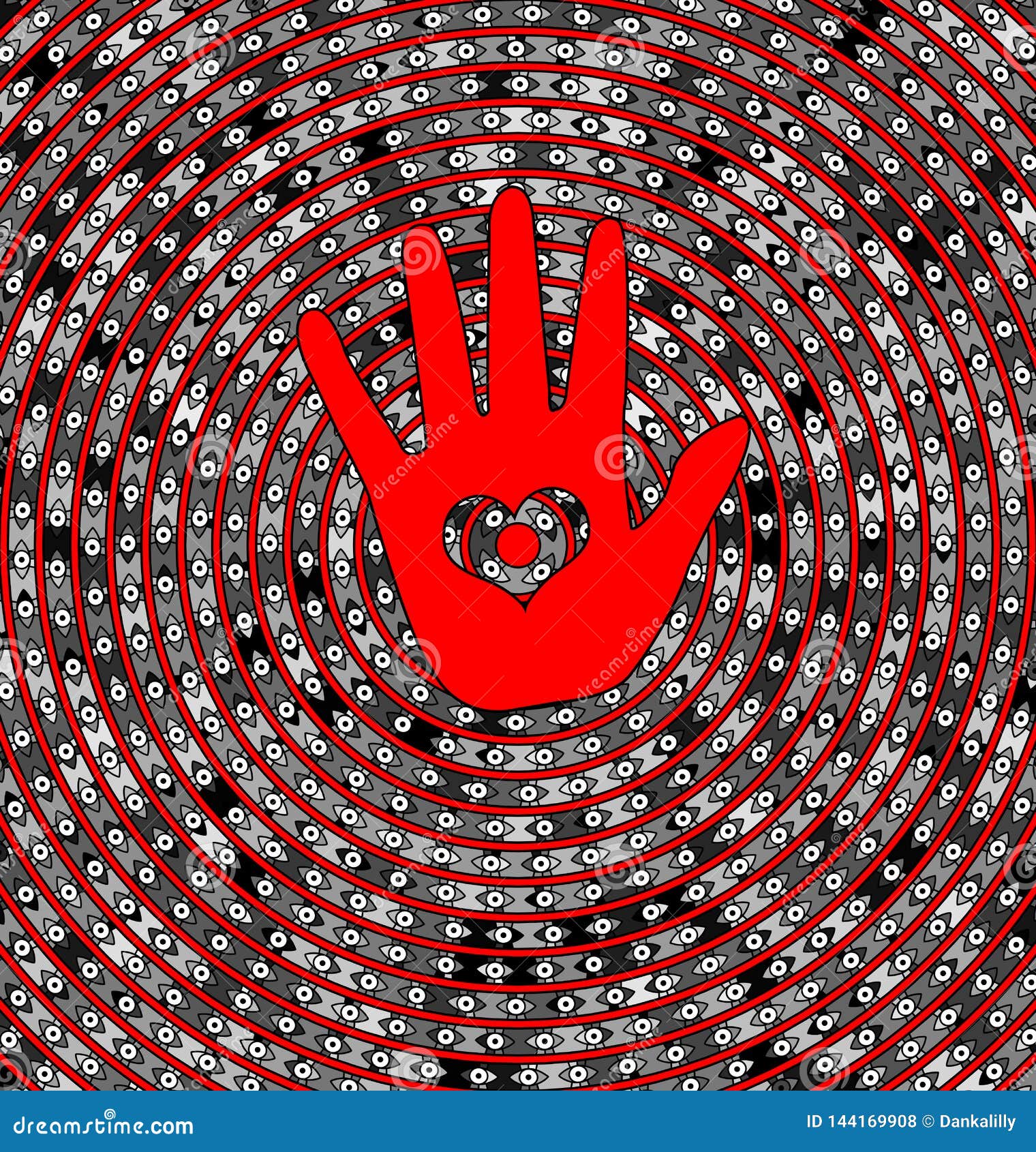 Abstract Background Circles, Eyes and Red Hand Stock Vector ...