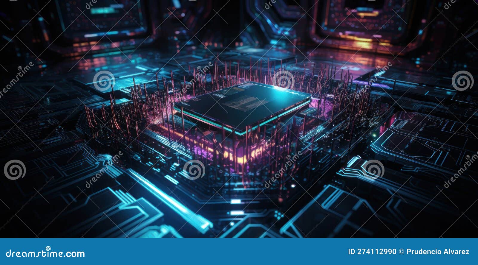 Abstract Background Circuit Computer and Chip Stock Illustration ...