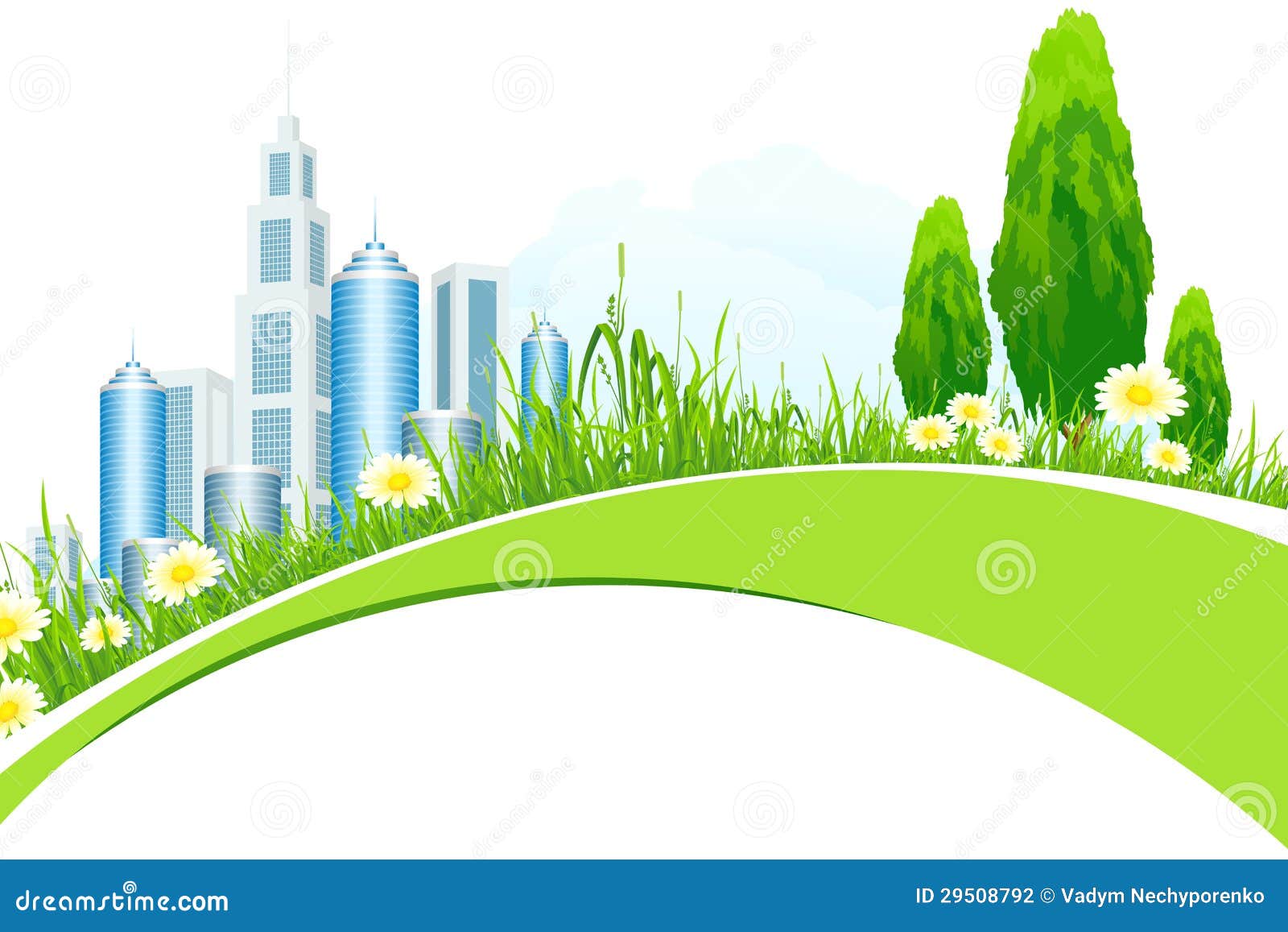 Abstract Background with City Line and Trees Stock Vector ...