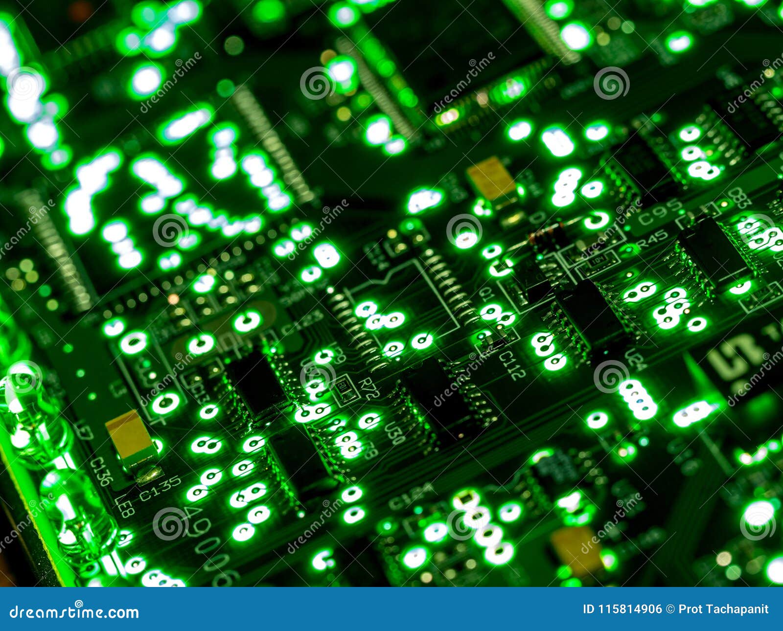 Abstract Background,close Up Green Circuit Board. Electronic Computer ...