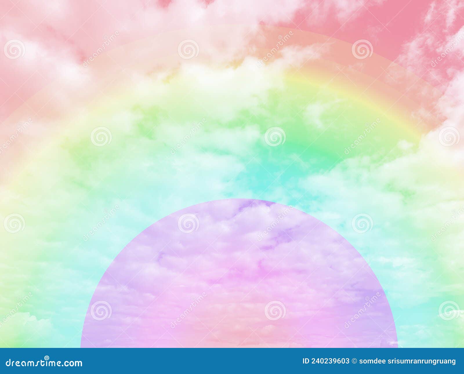 Cloud and Sky with a Pastel Rainbow-colored Background. Stock Image ...