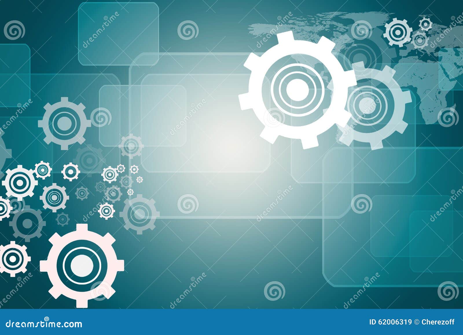 Abstract Background with Cogs and World Map Stock Illustration ...