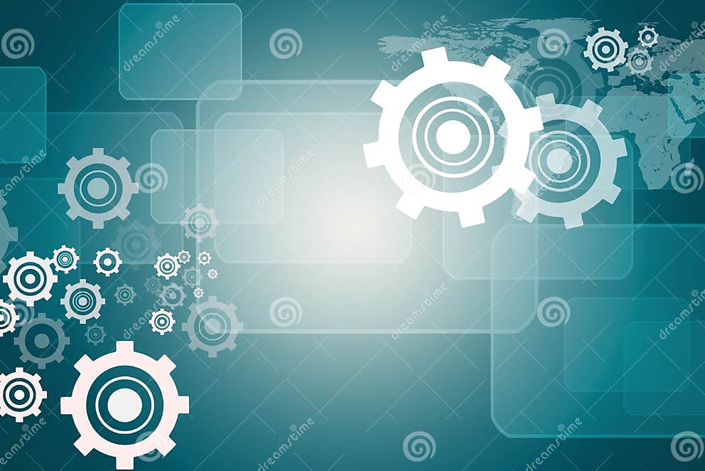 Abstract Background with Cogs and World Map Stock Illustration ...