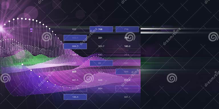 Abstract Background Color Graph with White Lines, Dots and Data Boxes ...