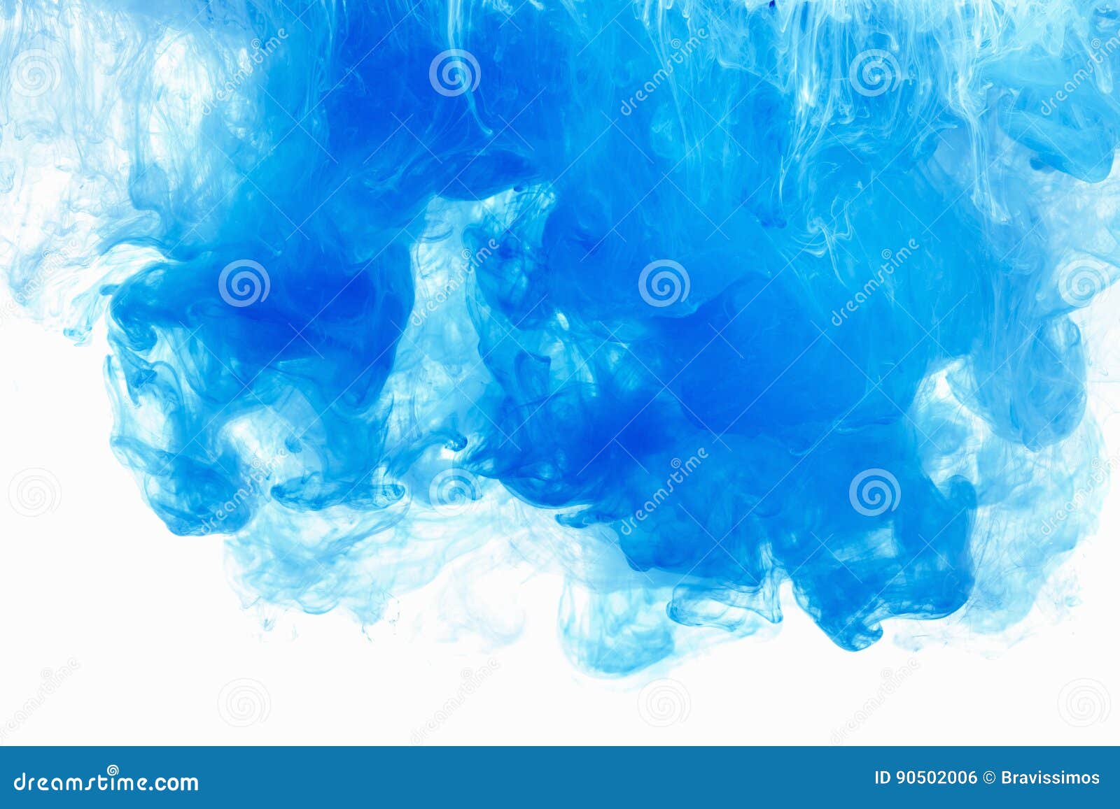 Abstract Background Color Ink Drop in Water. Blue Cloud of Paint on ...