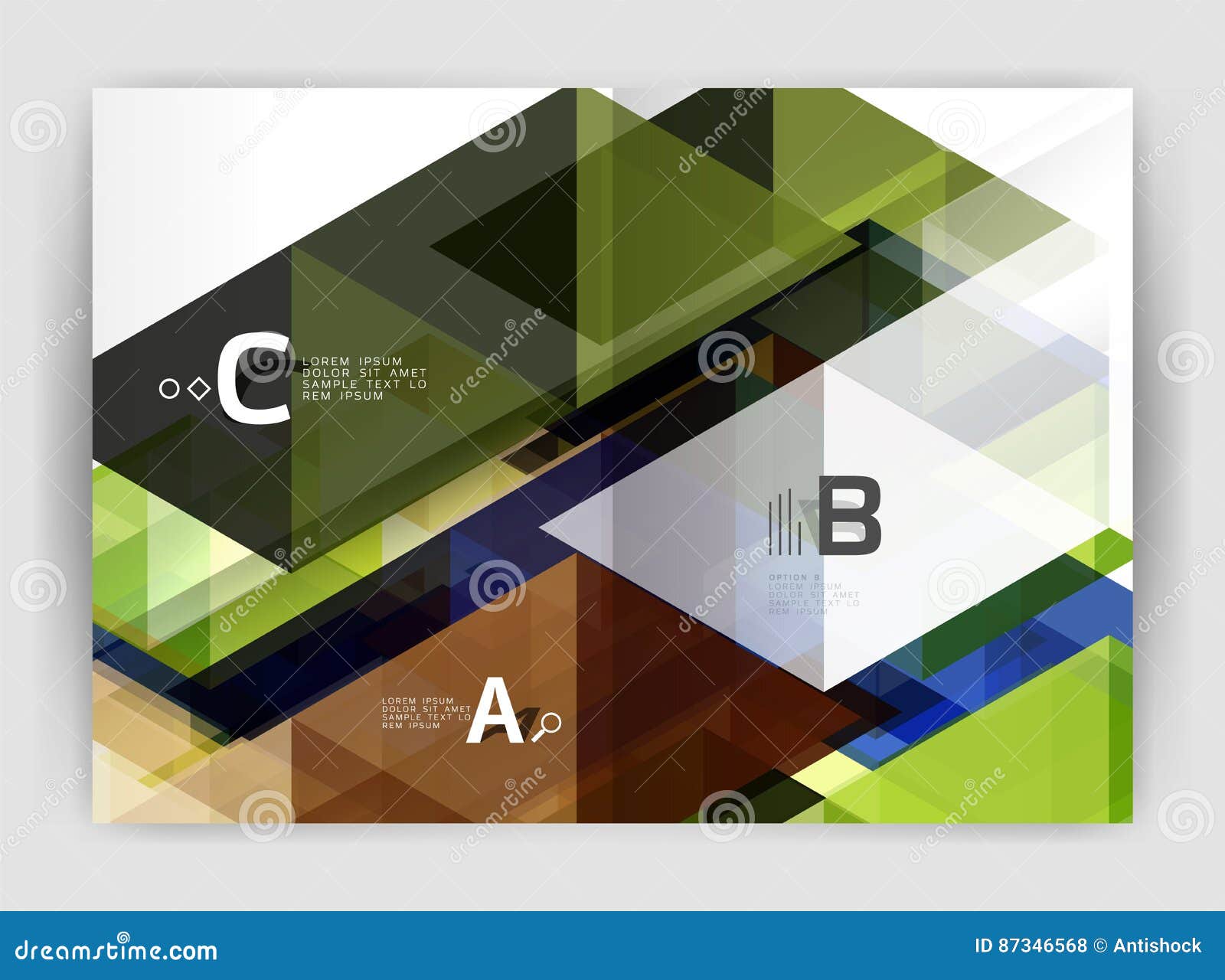 Abstract Background with Color Triangles, Annual Report Print Backdrop ...