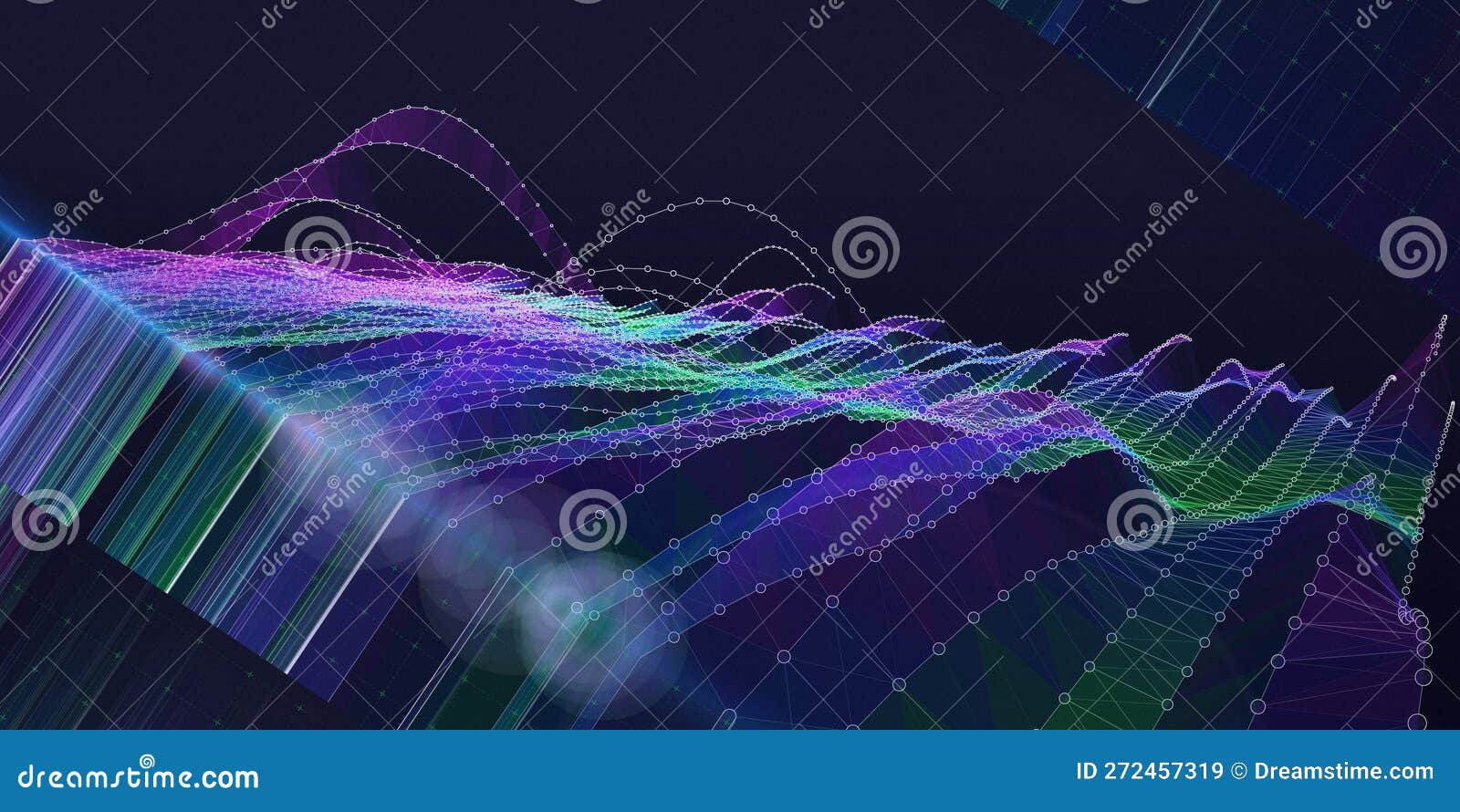 Abstract Background Color Wavy Graph from Dotted Guides with Blurred ...