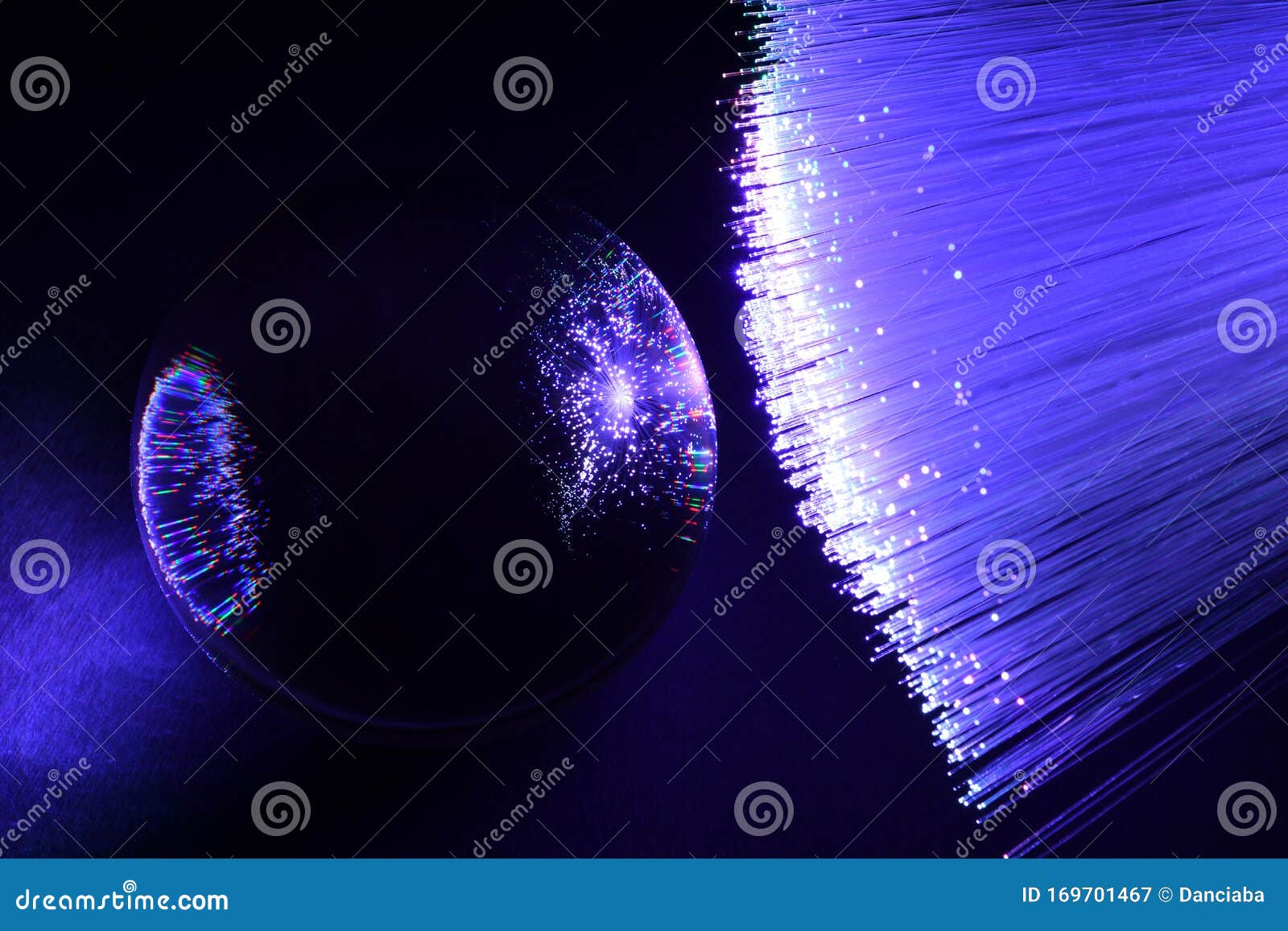 Abstract Background with Colored Fibers Optics Reflected on Glass ...