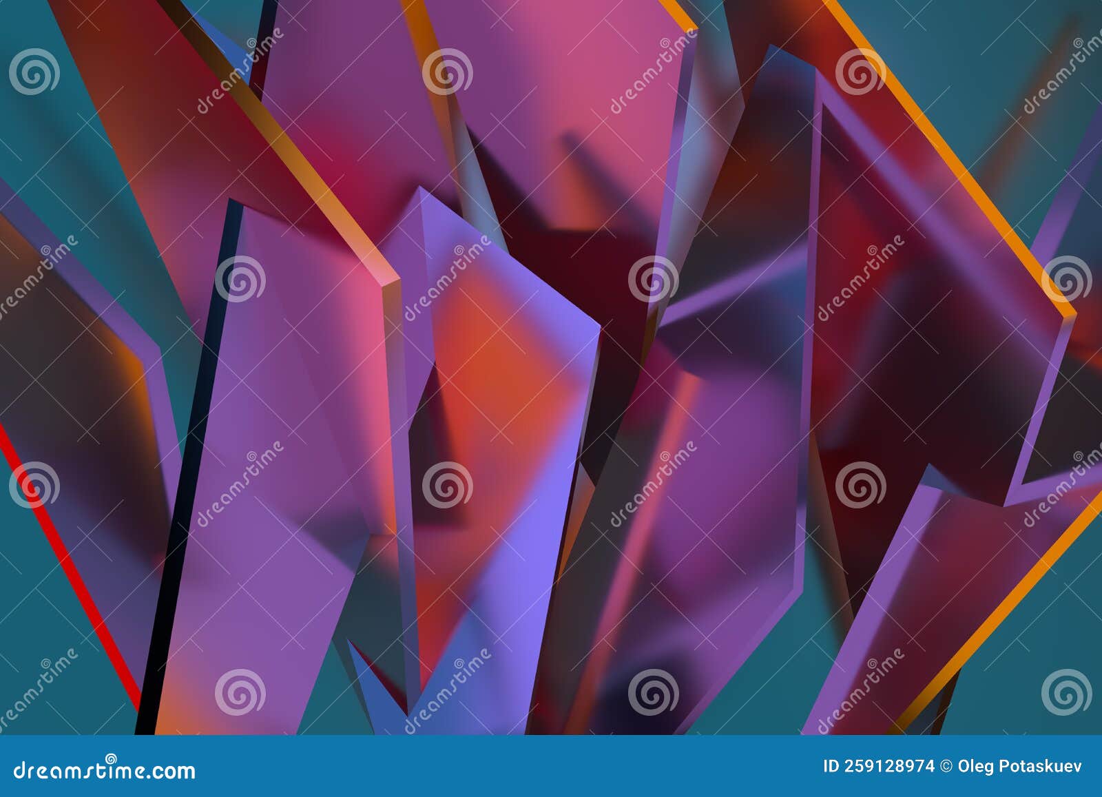 Abstract Background of Colored Intersecting Triangles. 3D Render Stock ...