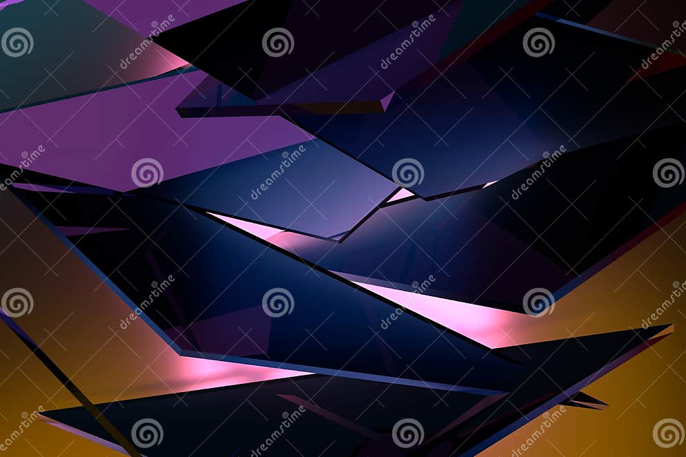Abstract Background of Colored Intersecting Triangles. 3D Render Stock ...