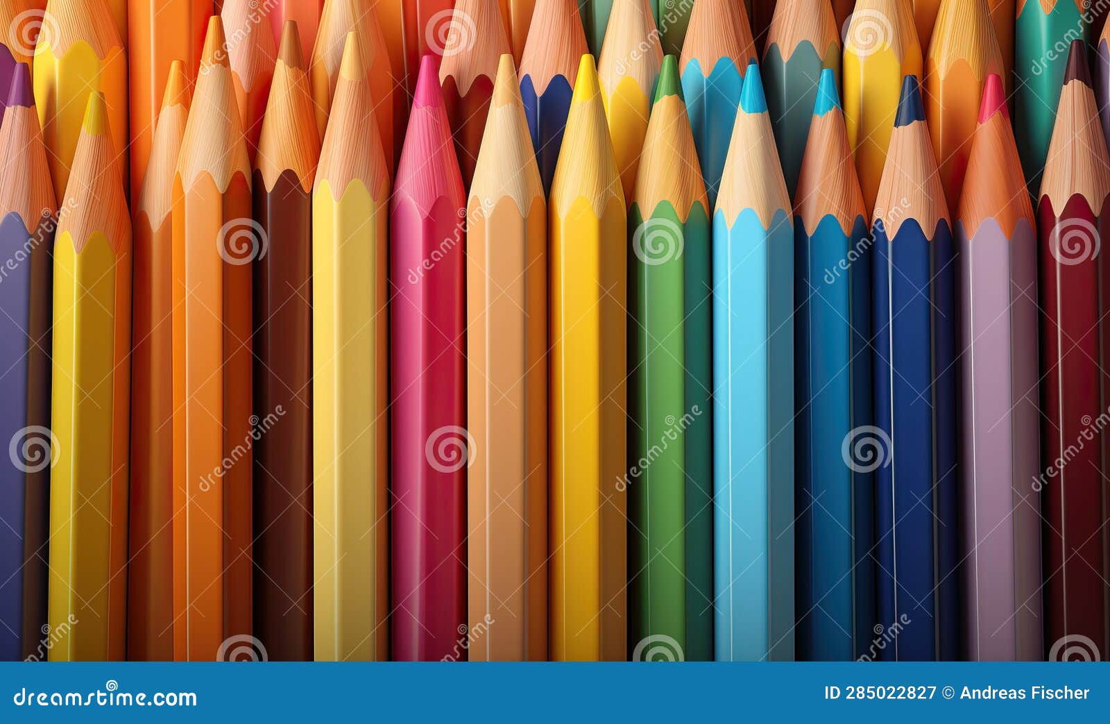 Abstract Background. Colored Pencils on a Blue Background Stock ...