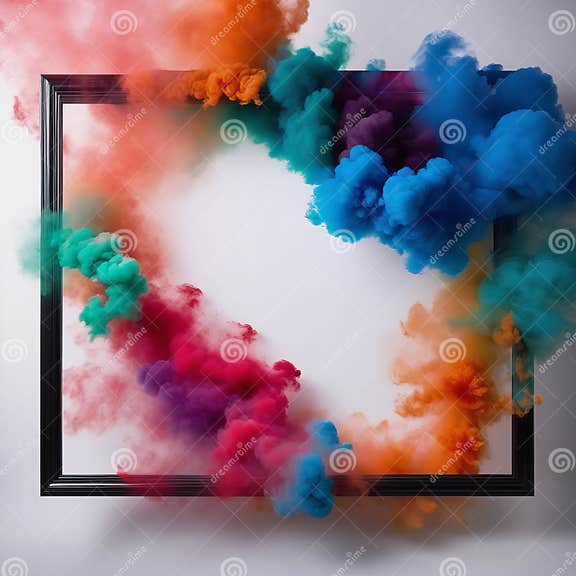Abstract Background with a Colored Smoke Frame Made of on White ...